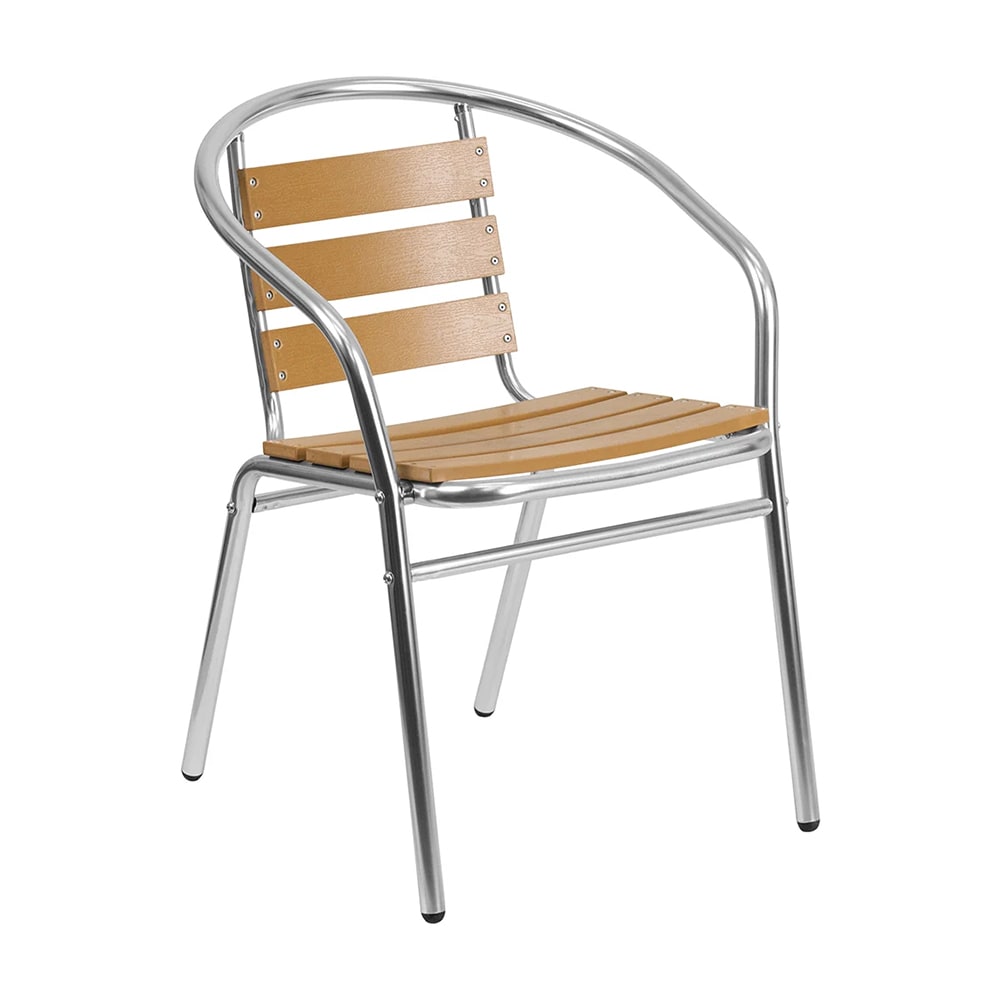 MoTak M170 Stackable Armchair w/ Faux Teak Ladder Back & Seat ...