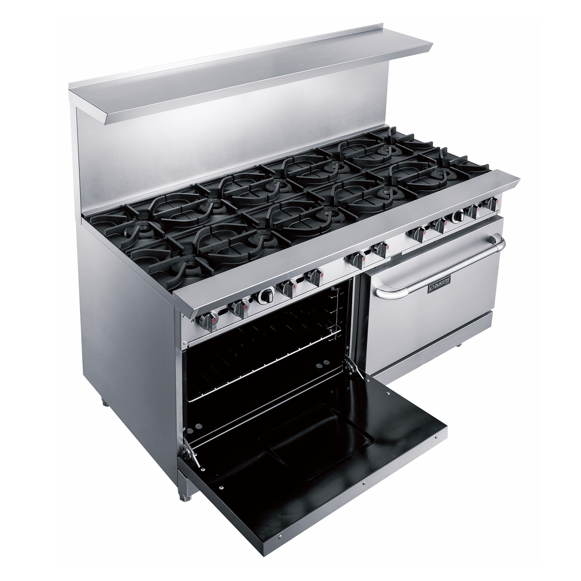 Dukers DCR60-10B 60" 10 Burner Gas Range - (2) Standard Ovens, Convertible