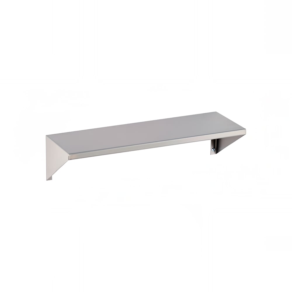Gamco S-8X18 Solid Wall Mounted Shelf, 18"W x 8"D, Stainless Steel