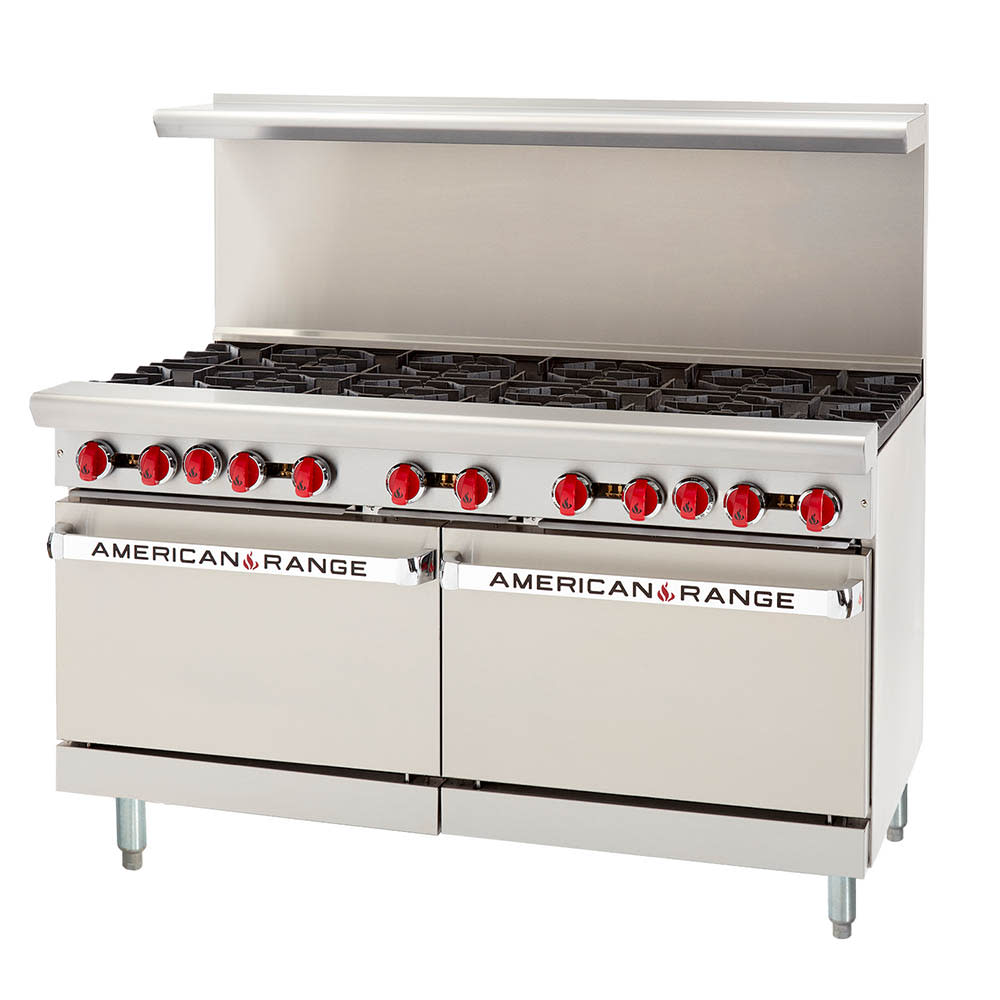 American Range AR-10 60" 10 Burner Gas Range w/ (2) Standard Ovens ...