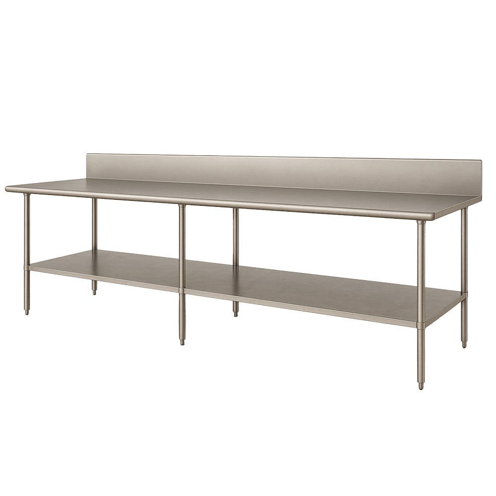 Advance Tabco VKG-3012 144" 14 ga Work Table w/ Undershelf & 304 Series ...