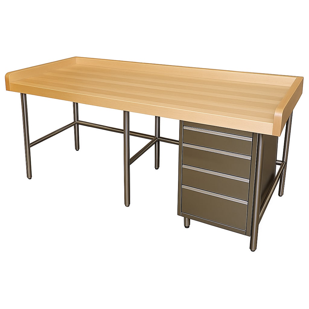 Advance Tabco BST-368 96" Maple Top Bakers Table w/ 4" Splash & (3 ...