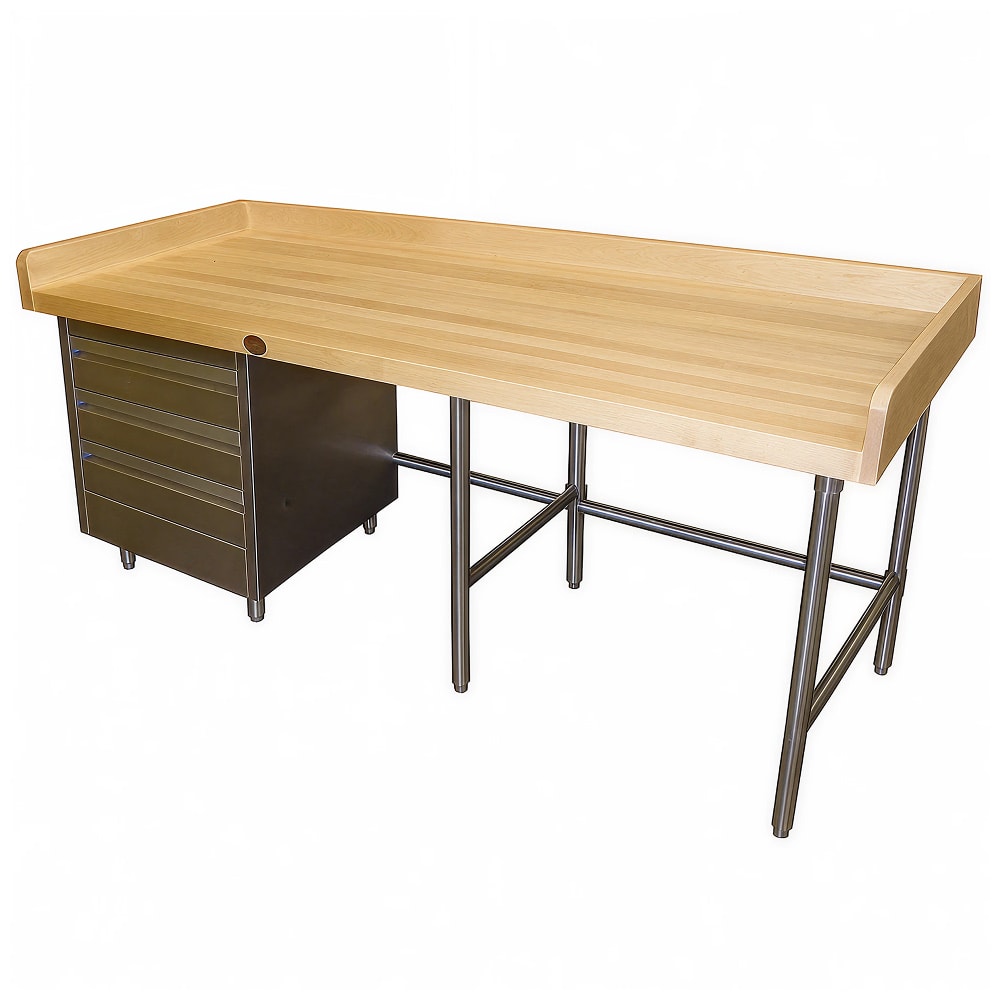 Advance Tabco BST-368 96" Maple Top Bakers Table w/ 4" Splash & (3 ...