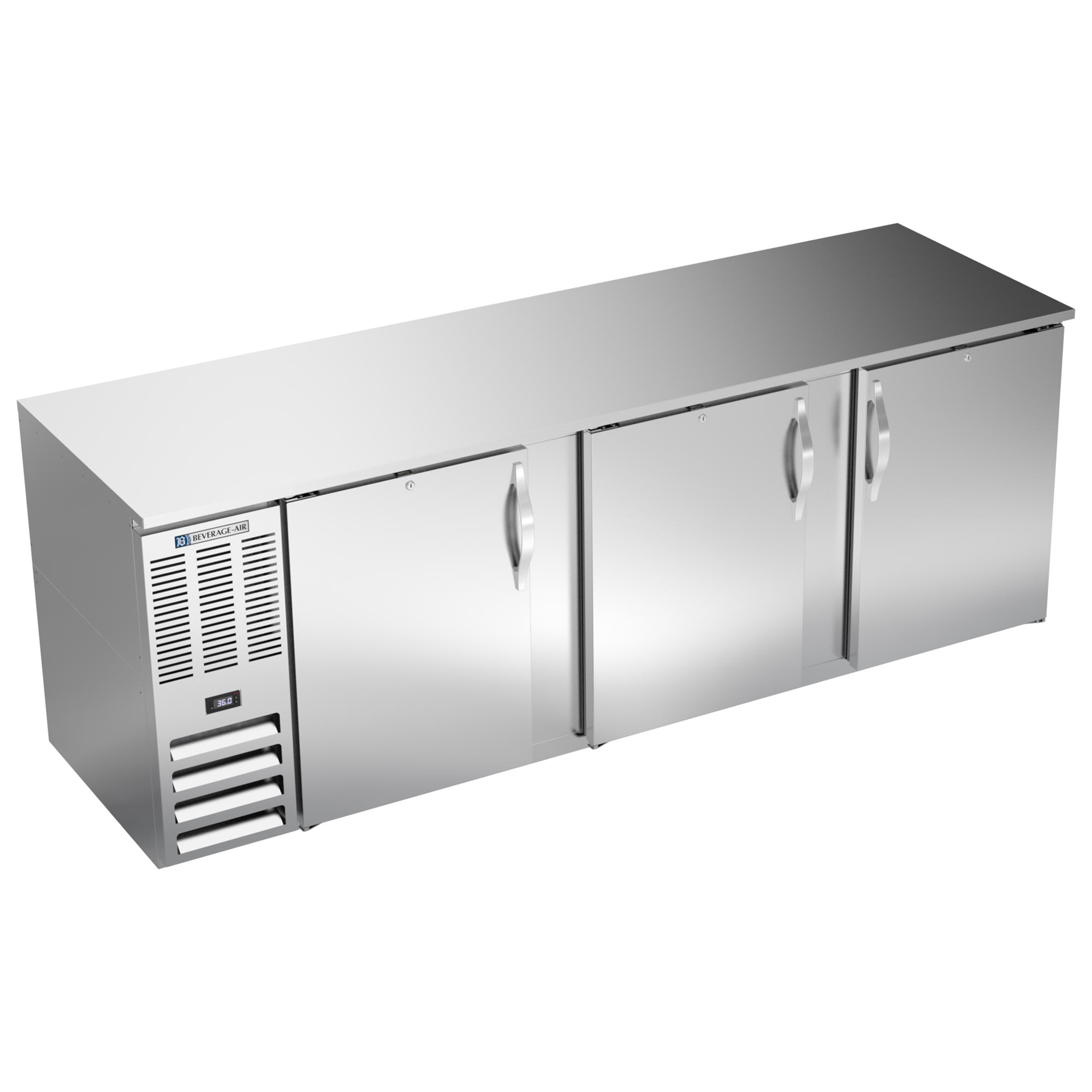 Beverage-Air BB94HC-F-S 94" Bar Refrigerator - 3 Swinging Solid Doors ...
