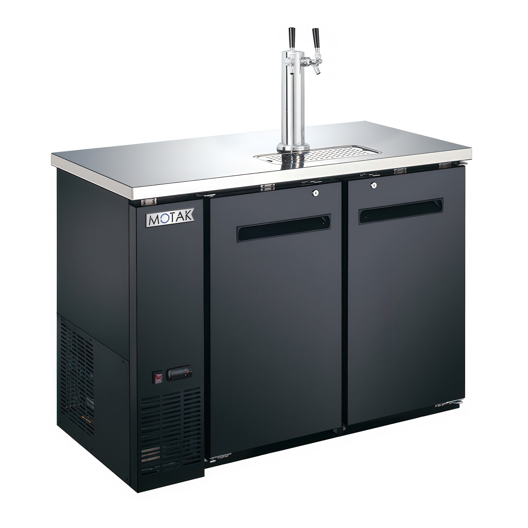 MoTak MRDD-2S-2 48 4/5" Kegerator Beer Dispenser w/ (2) 1/2 Keg Capacity - (1) Column, Black, 115v
