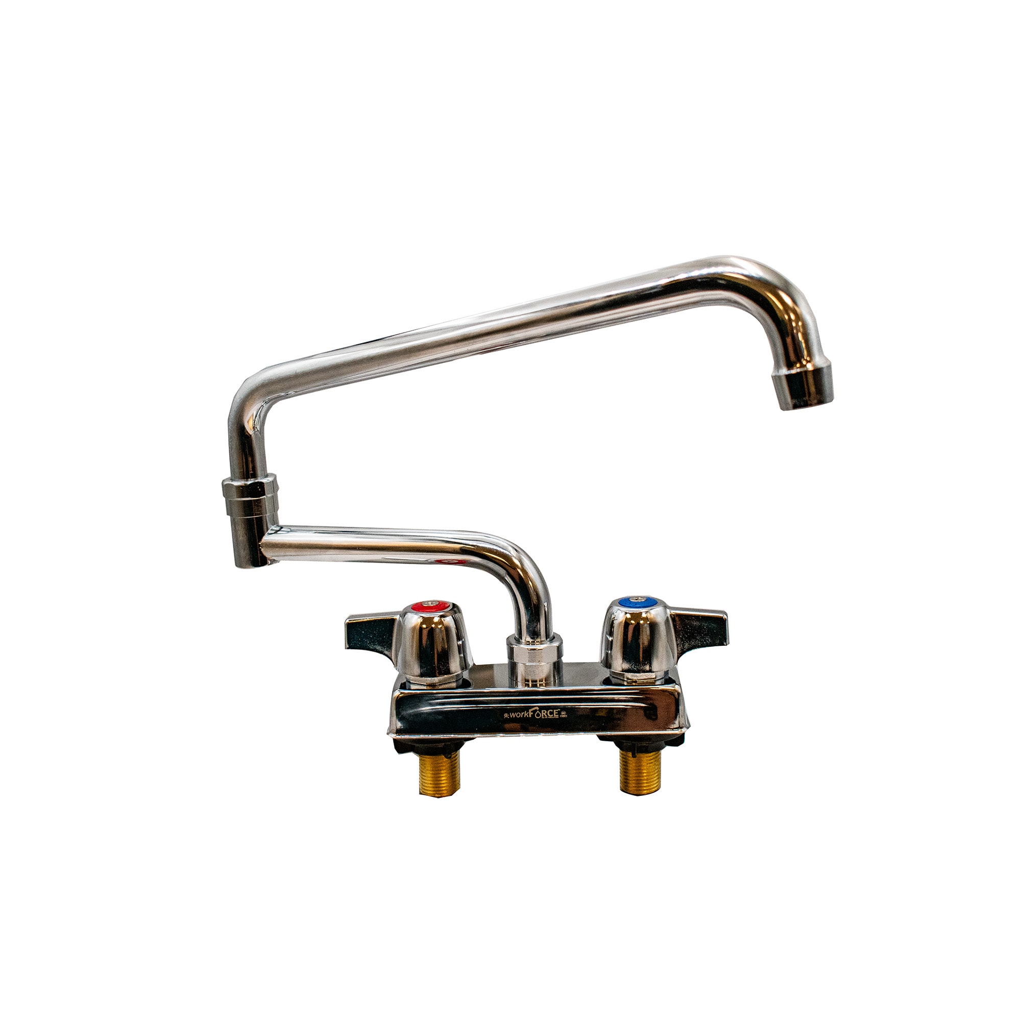 Splash Deck Mount Faucet - 18" Double Jointed Swing Spout, 4" Centers ...