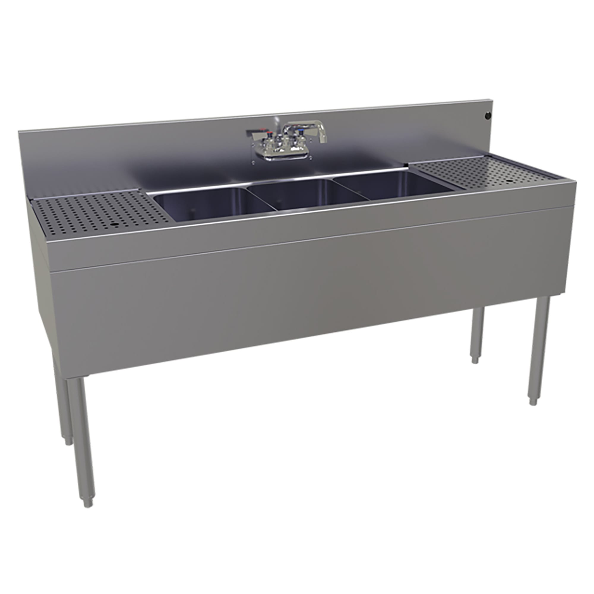 Glastender TSB-60-S 60" 3 Compartment Sink w/ 11"L x 14"W Bowls, 10 1/4 ...