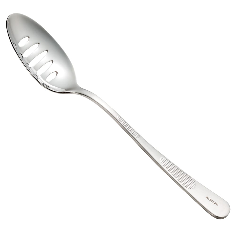 Mercer Culinary M35141 7 7/8" Slotted Plating Spoon - Stainless Steel